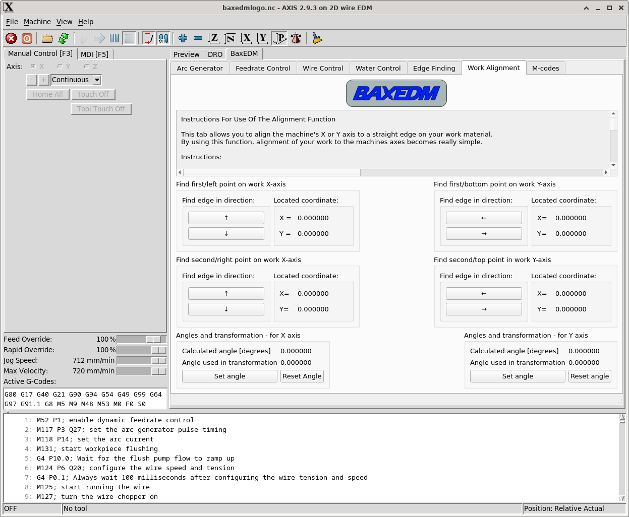 The BaxEDM software for LinuxCNC – BaxEDM